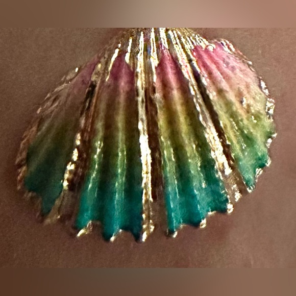 Jewelry | Ombre Scallop Shell Rainbow Bivalve Clam Oyster Golddipped ...
